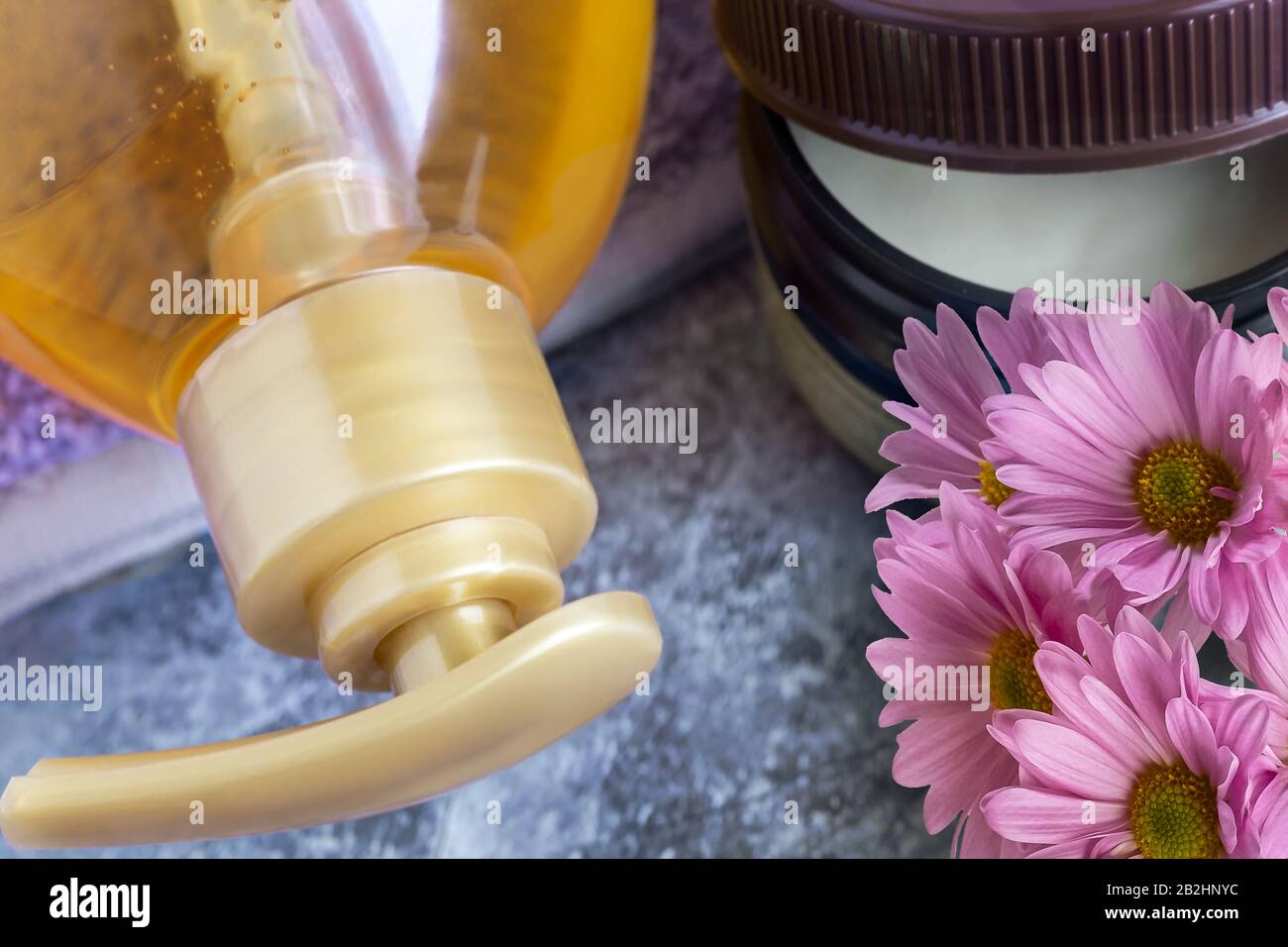Shower gel and cream for skin care Stock Photo - Alamy