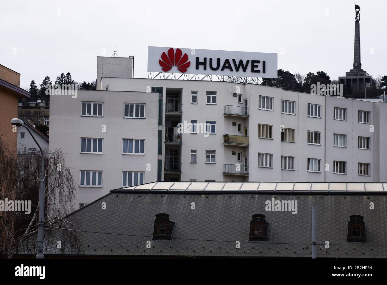 February 29, 2020, Bratislava, Slovakia: Huawei logo is pictured on the ...