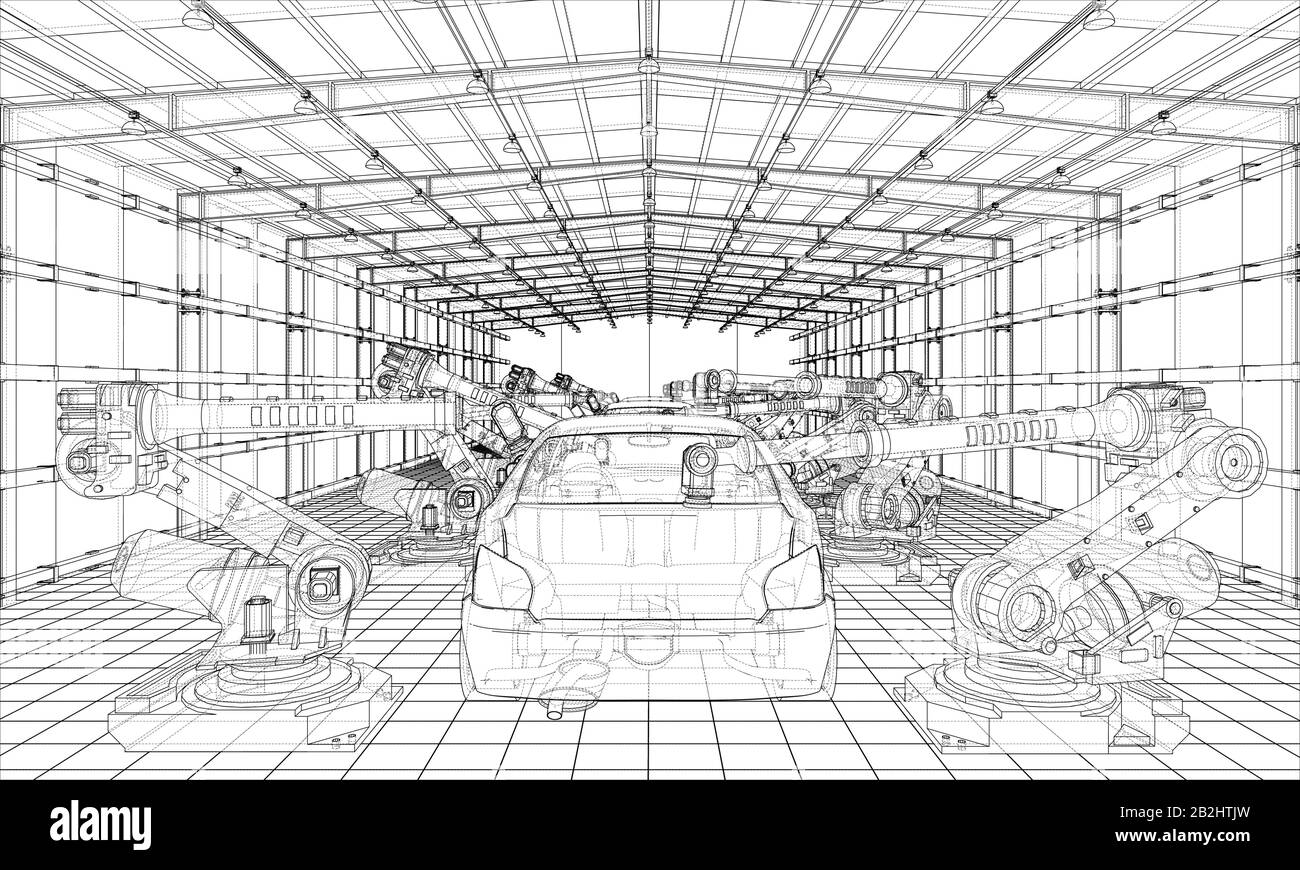 Car Assembly Line Illustration