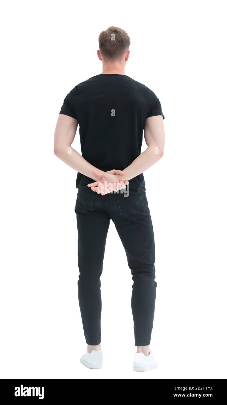 rear view. confident young man looking ahead Stock Photo - Alamy