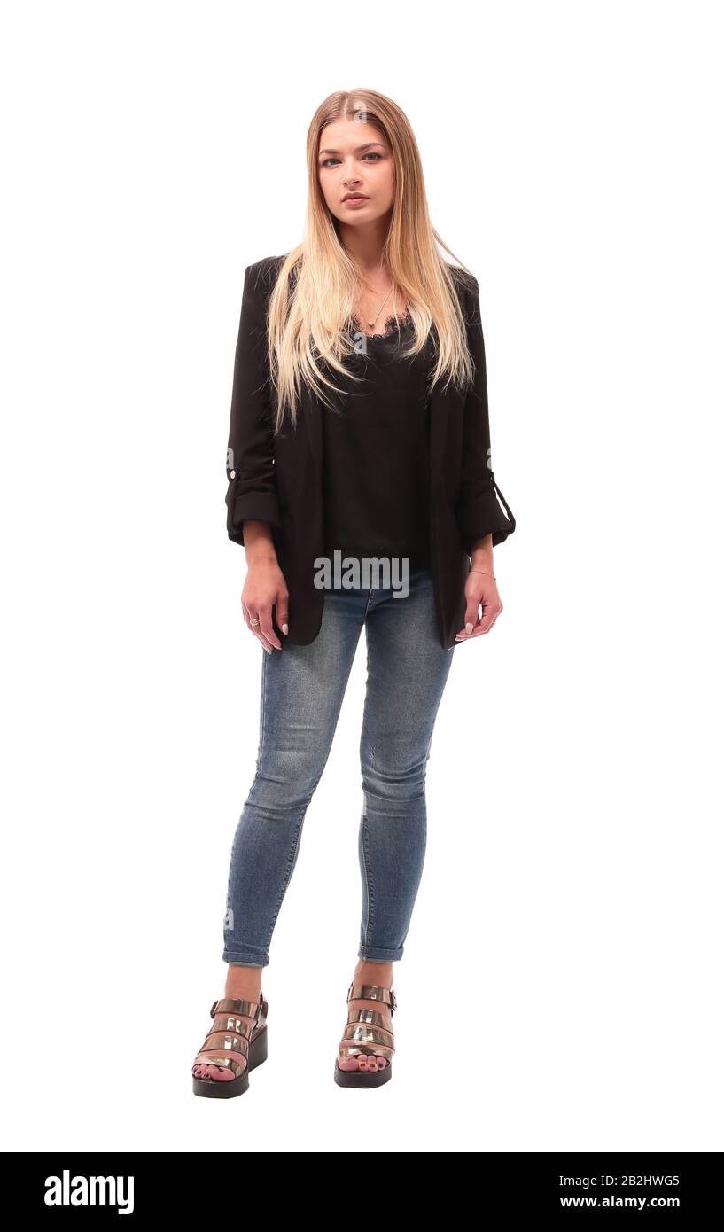 in full growth. beautiful modern young woman Stock Photo - Alamy