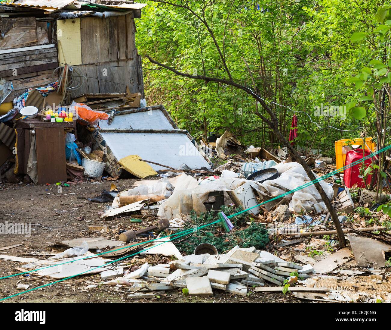 Gypsy settlement in Belgrade. Life in unhygienic condition with a lot ...