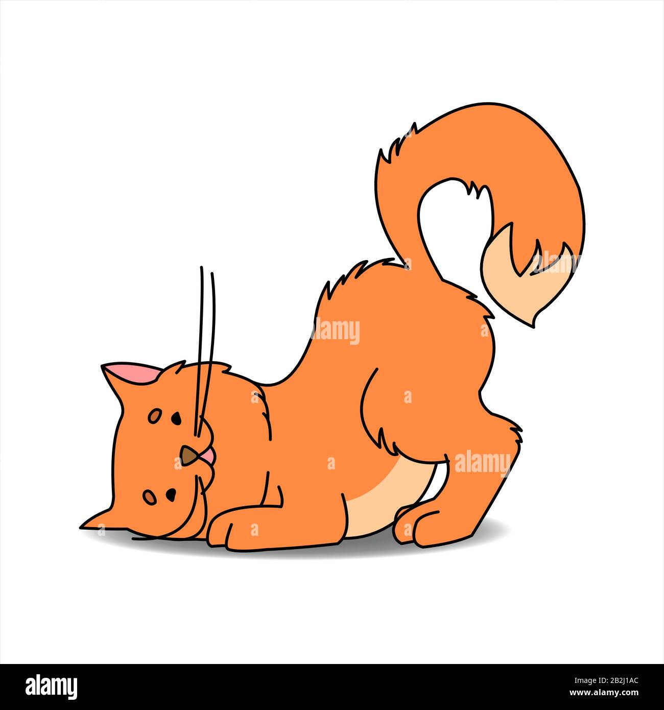 Cute Cat. Red Cat Is Looking For A Mouse, Hunting Mice. The Cat Listens ...