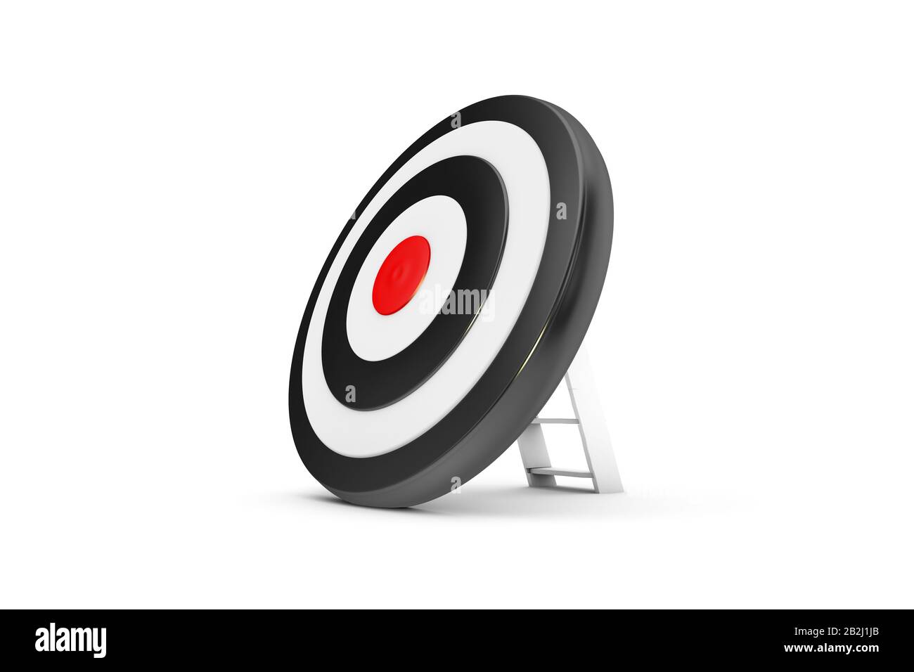 3d rendering of stairs or ladder to middle of red target, isolated on ...