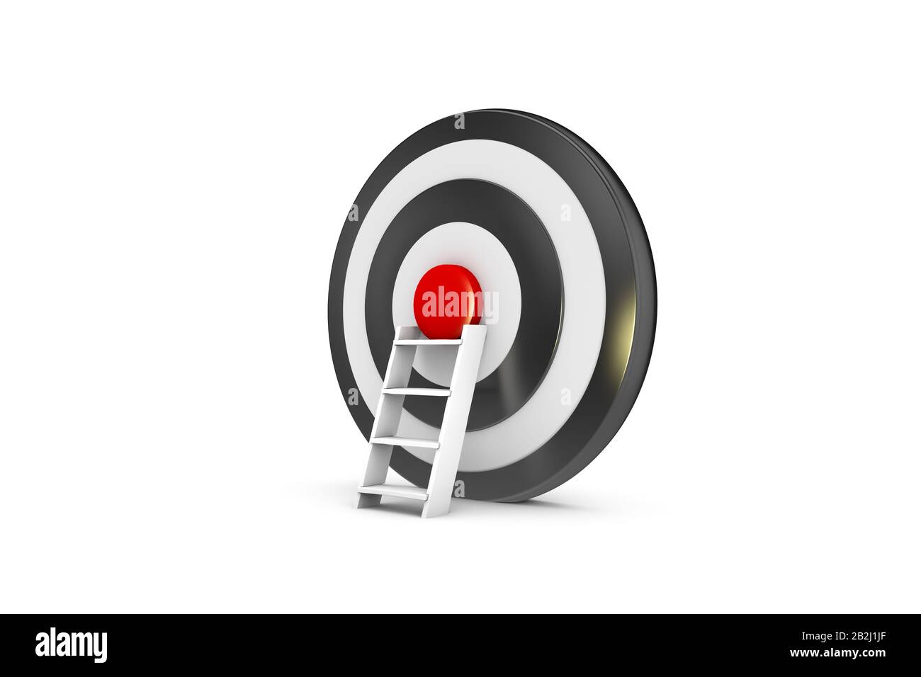 3d rendering of stairs or ladder to middle of red target, isolated on ...