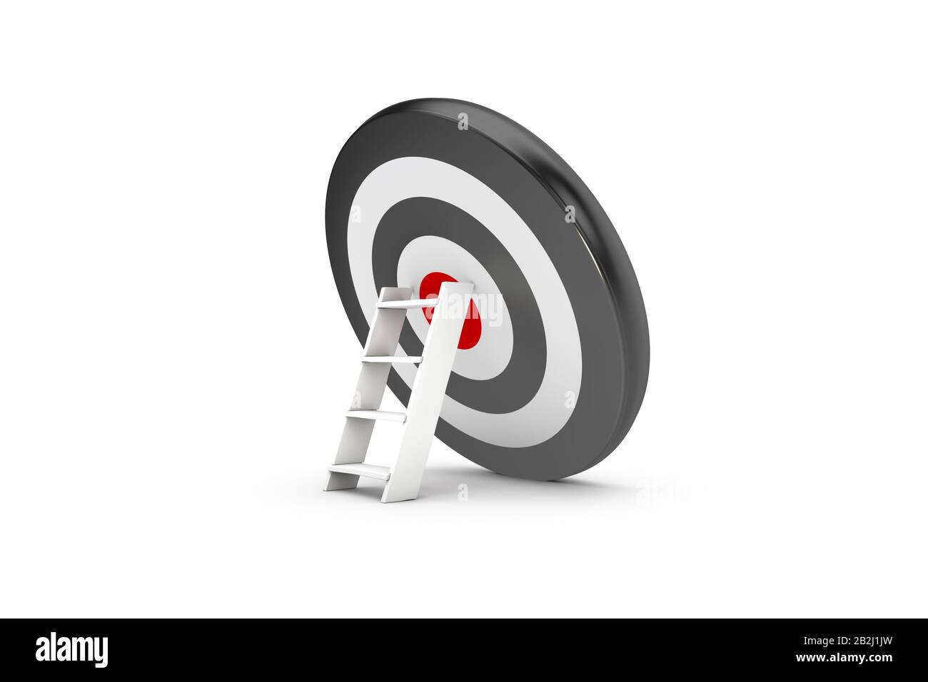 3d rendering of stairs or ladder to middle of red target, isolated on ...