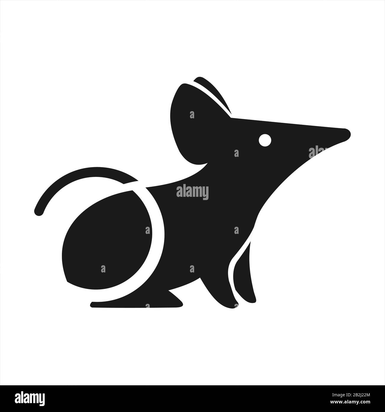Stylized Image Of A Rat Or Mouse. Black And White Stylish Icon, Logo In ...