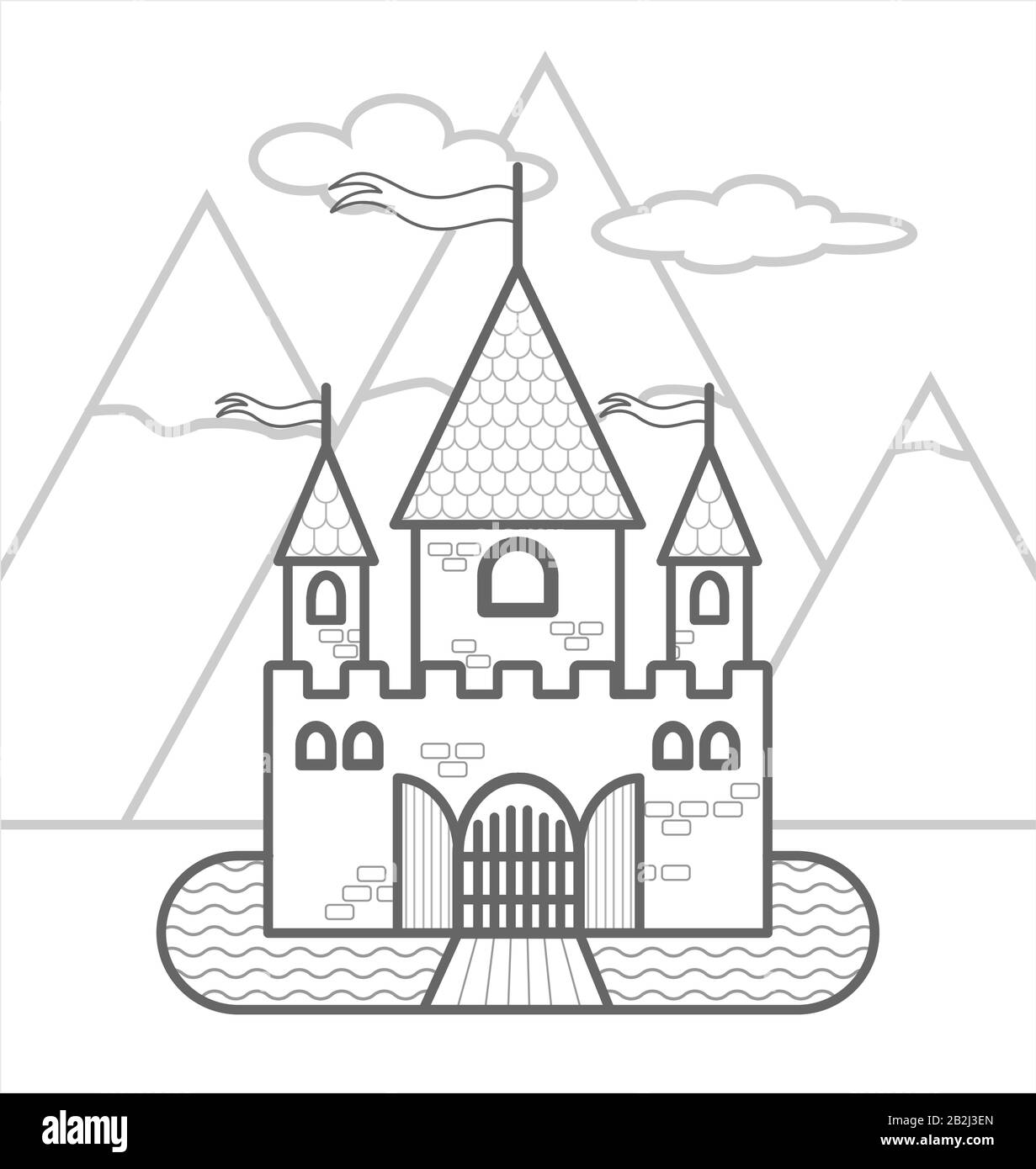 Castle With Moat Coloring Page