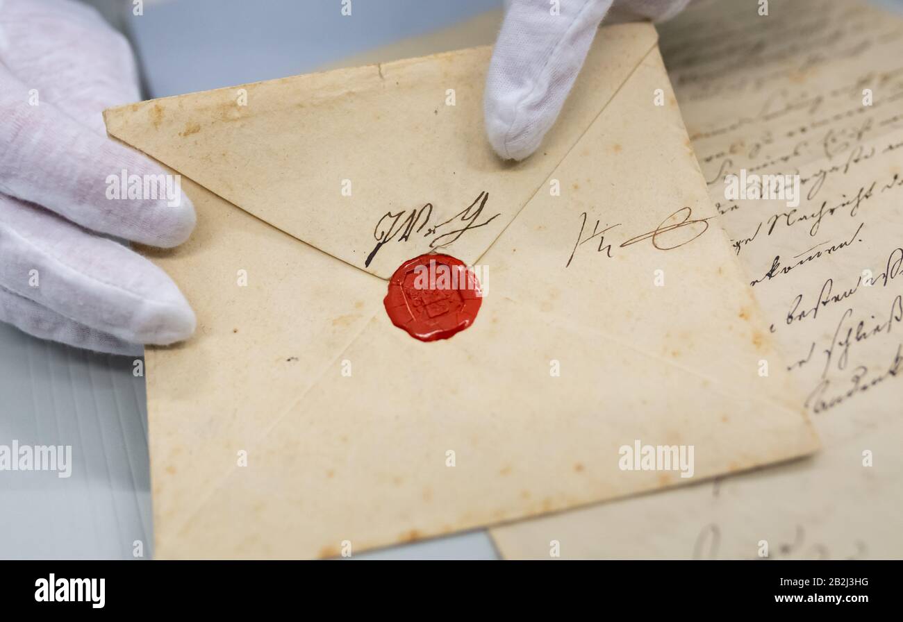 03 March 2020, Bavaria, Munich: The signature of Johann Wolfgang von ...