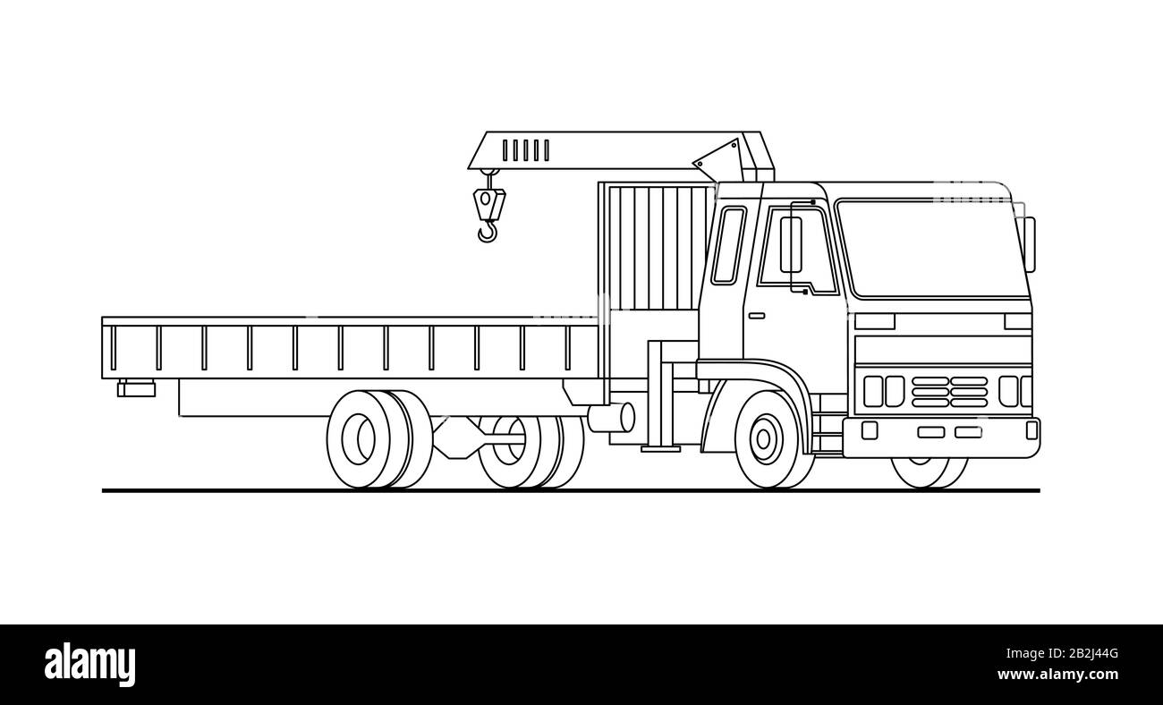 Commercial truck crane. Modern mobile hydraulic car crane on a white ...