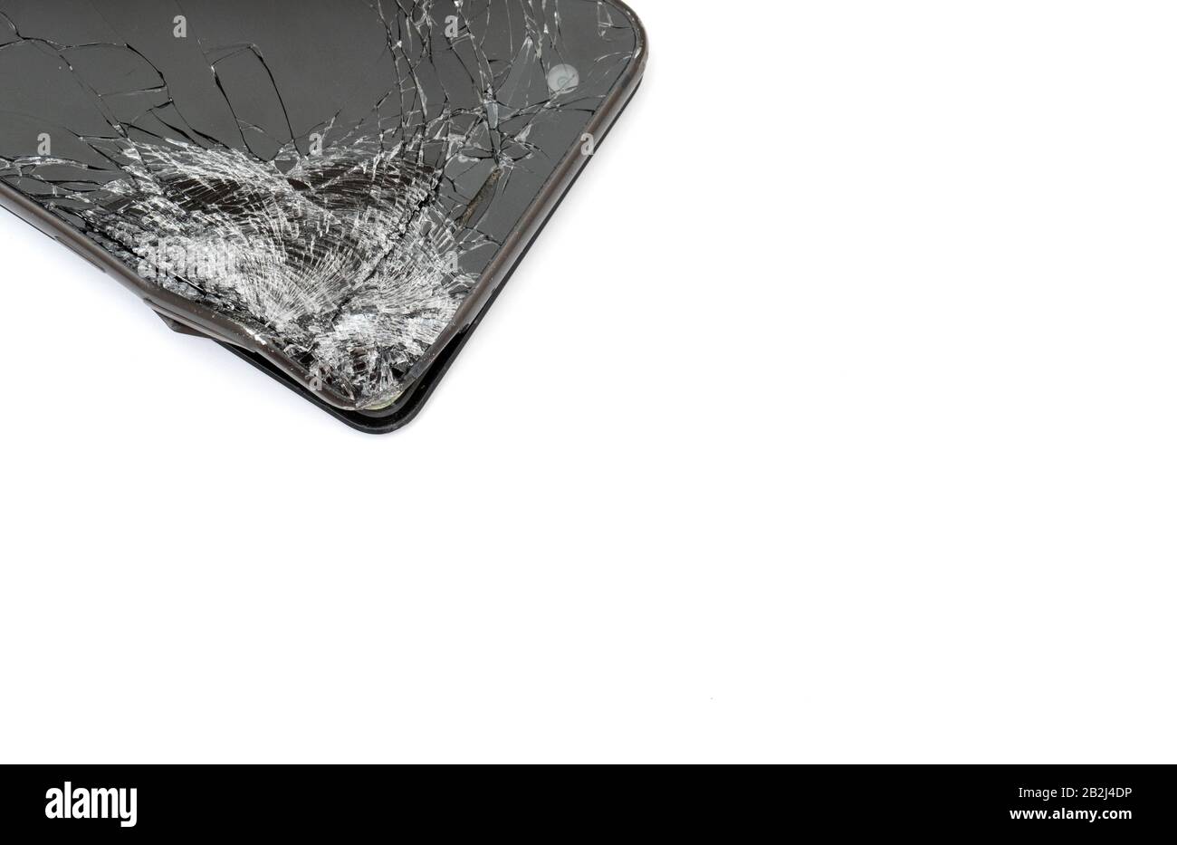 Modern smartphone with damaged screen isolated on white background ...