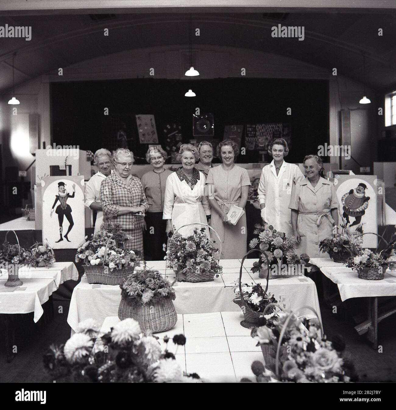 1960s, historical, inside a village hall, happy ladies from the Womens ...