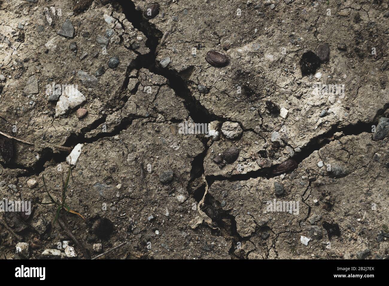 Crack in the ground due to dryness with rocks Stock Photo - Alamy