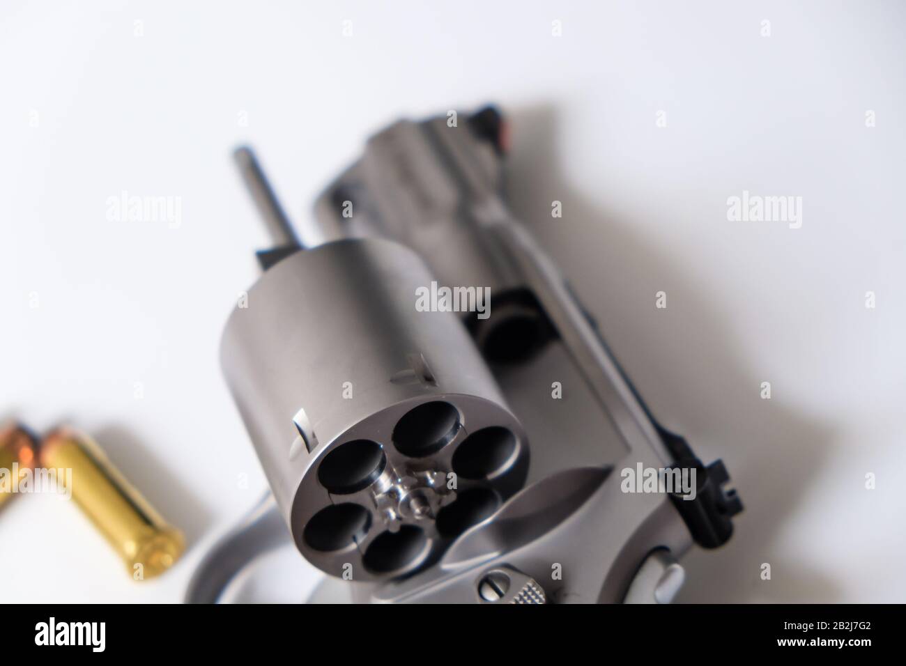 .44 magnum revolver gun with bullet on white background, Crime concept ...