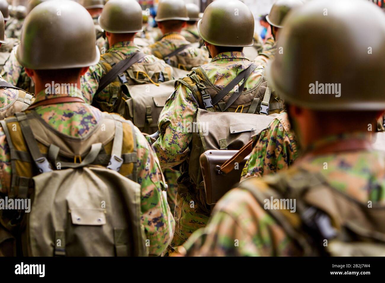 Group Of Soldiers Prepared For Action Stock Photo - Alamy