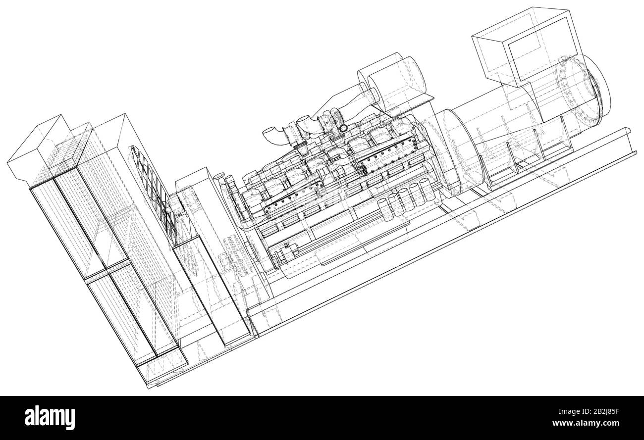 Generator. Diesel and gas industrial electric generator. The layers of ...