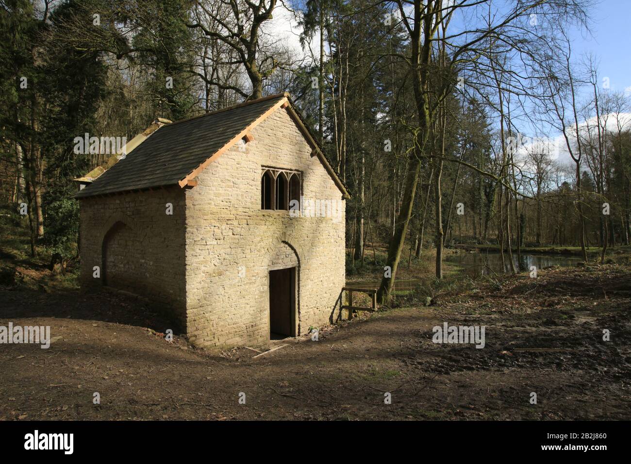 The pump house in the grounds of Croft castle, Herefordshire, England ...