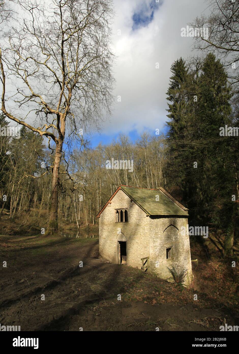 The pump house in the grounds of Croft castle, Herefordshire, England ...