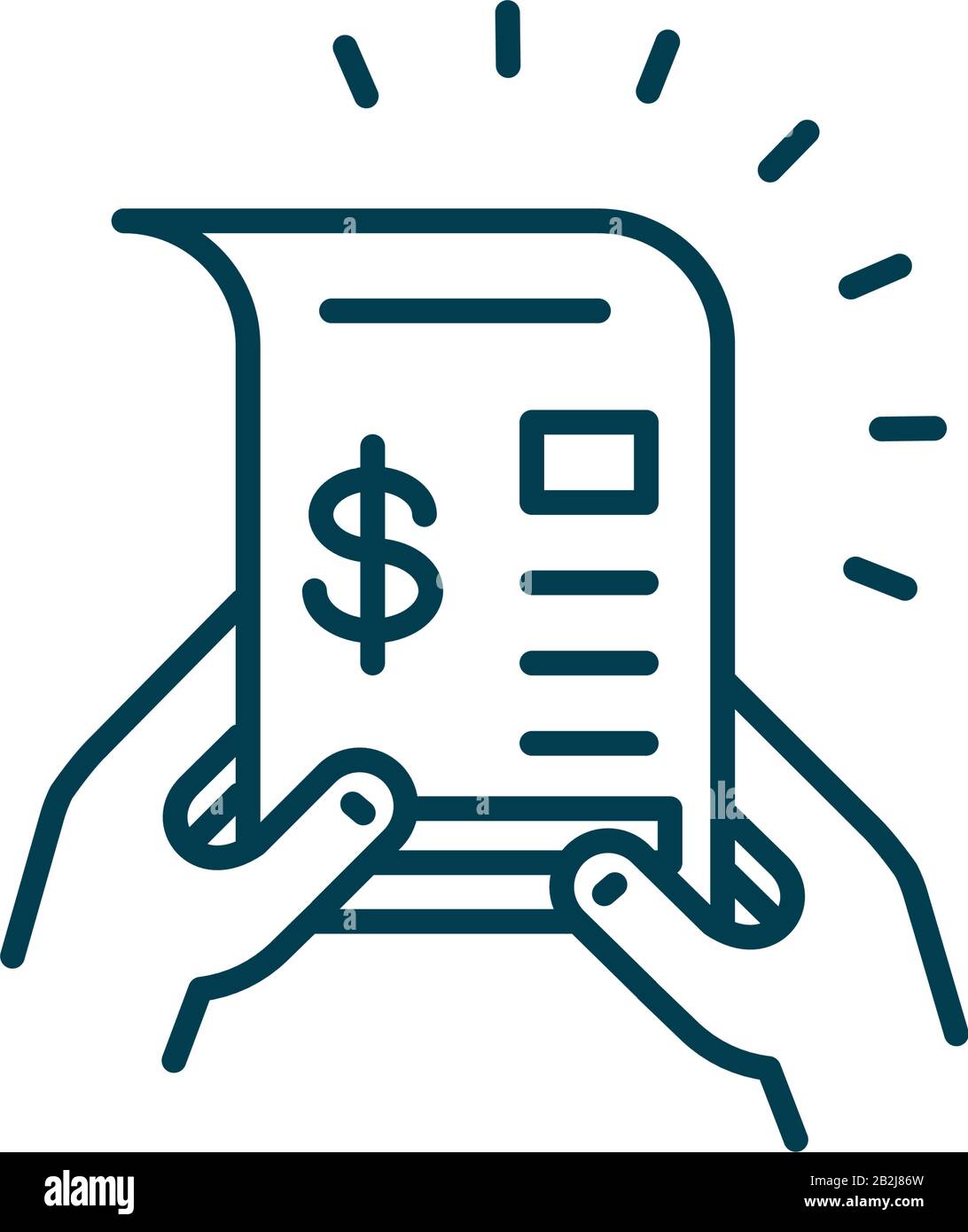 hands holding a invoice icon over white background, line style, vector ...