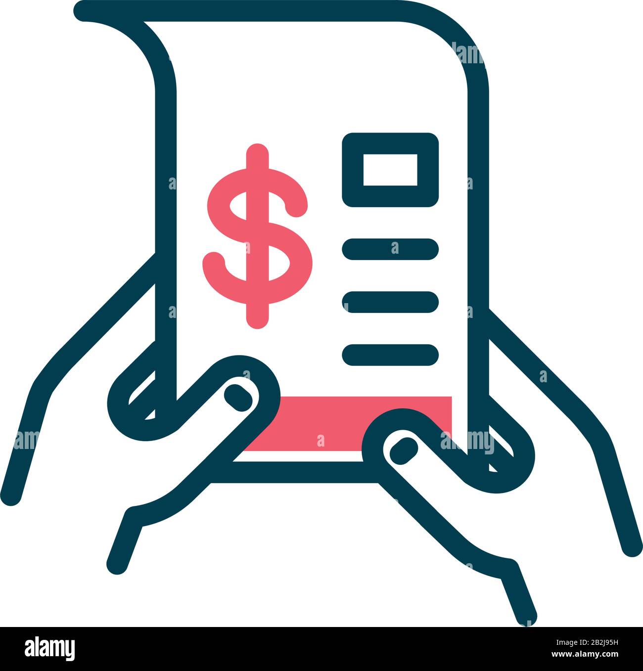 hands holding a invoice icon over white background, half color style ...