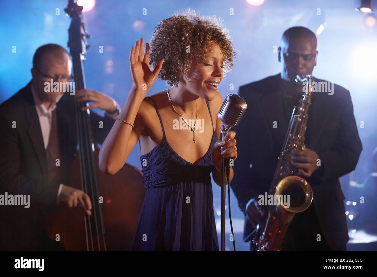 Jazz band on stage group portrait Stock Photo - Alamy