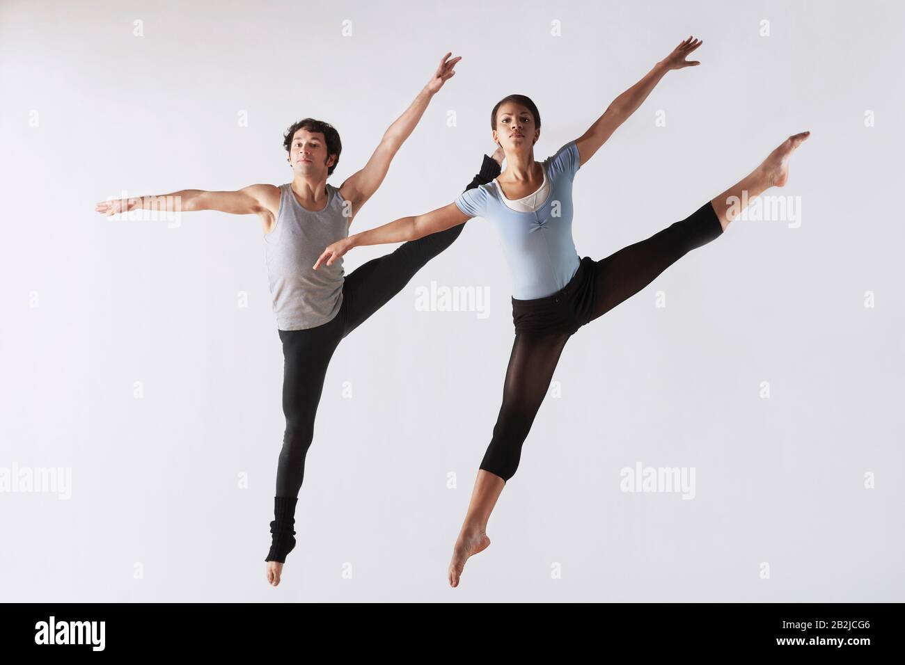 Leaping Ballet Dancers in Mid-air Stock Photo - Alamy