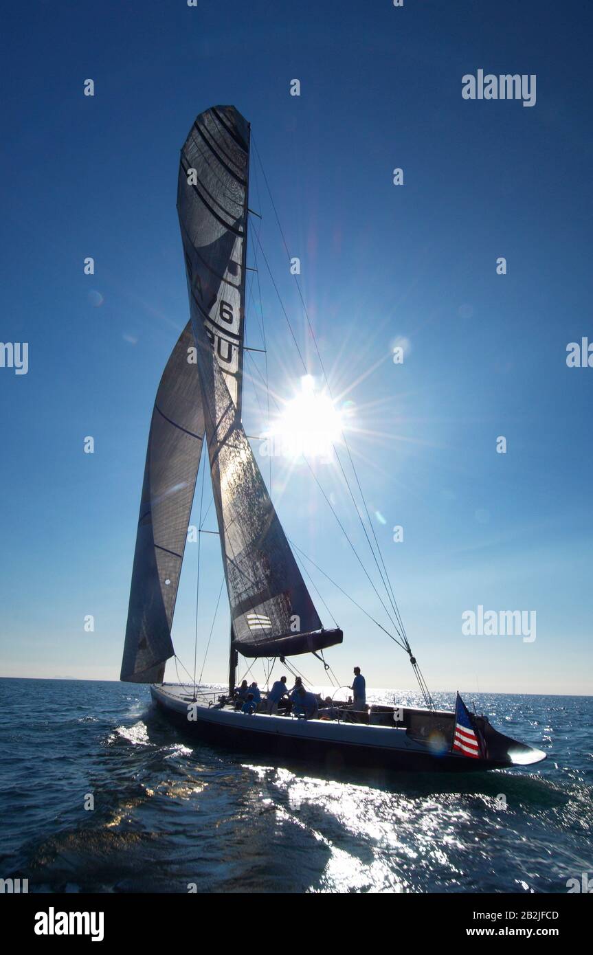 Sailboat on ocean Stock Photo - Alamy