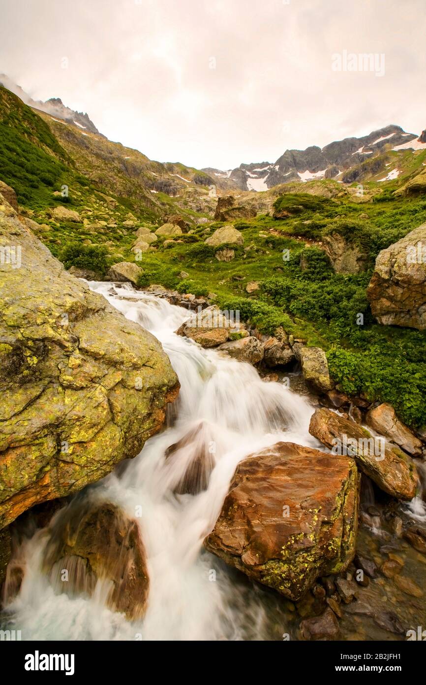 Mini Waterfall A Furious River In Switzerland In Mountains Stock Photo ...
