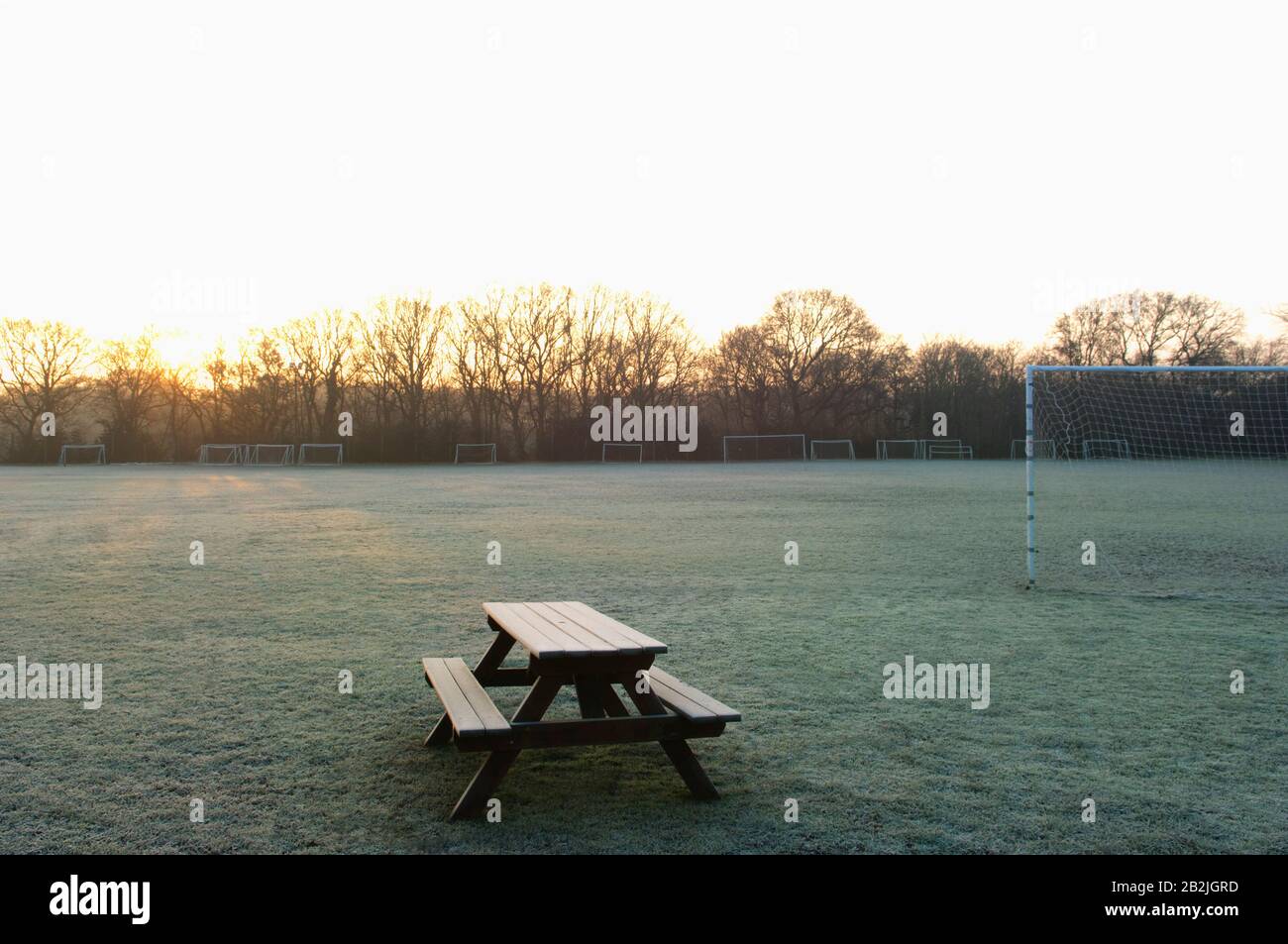 Empty soccer field sunset Stock Photo - Alamy