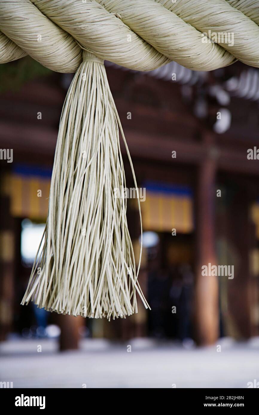 Tassel on Large Rope at Meiji Shrine Stock Photo - Alamy