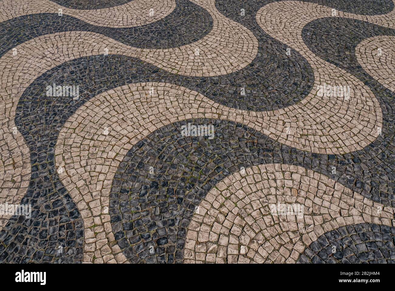 Portuguese pavement, calcada portuguesa, pedestrian area at the Rossio ...