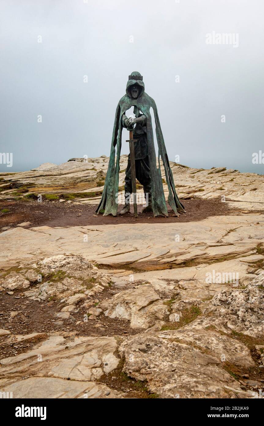 Gallos statue at Tintagel Castle Stock Photo - Alamy