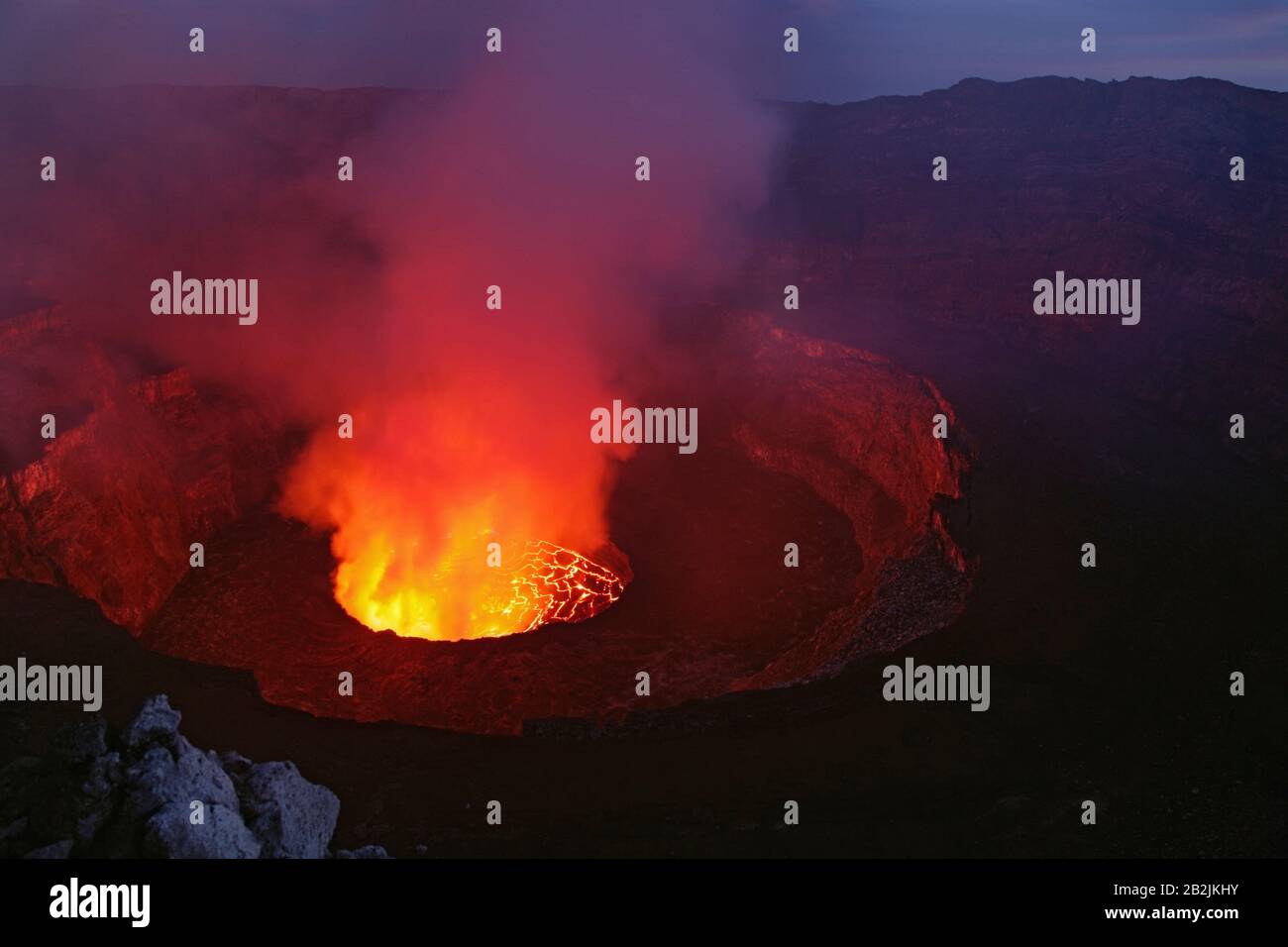 Nyiragongo Volcano Crater with Lava Lake Congo Stock Photo - Alamy