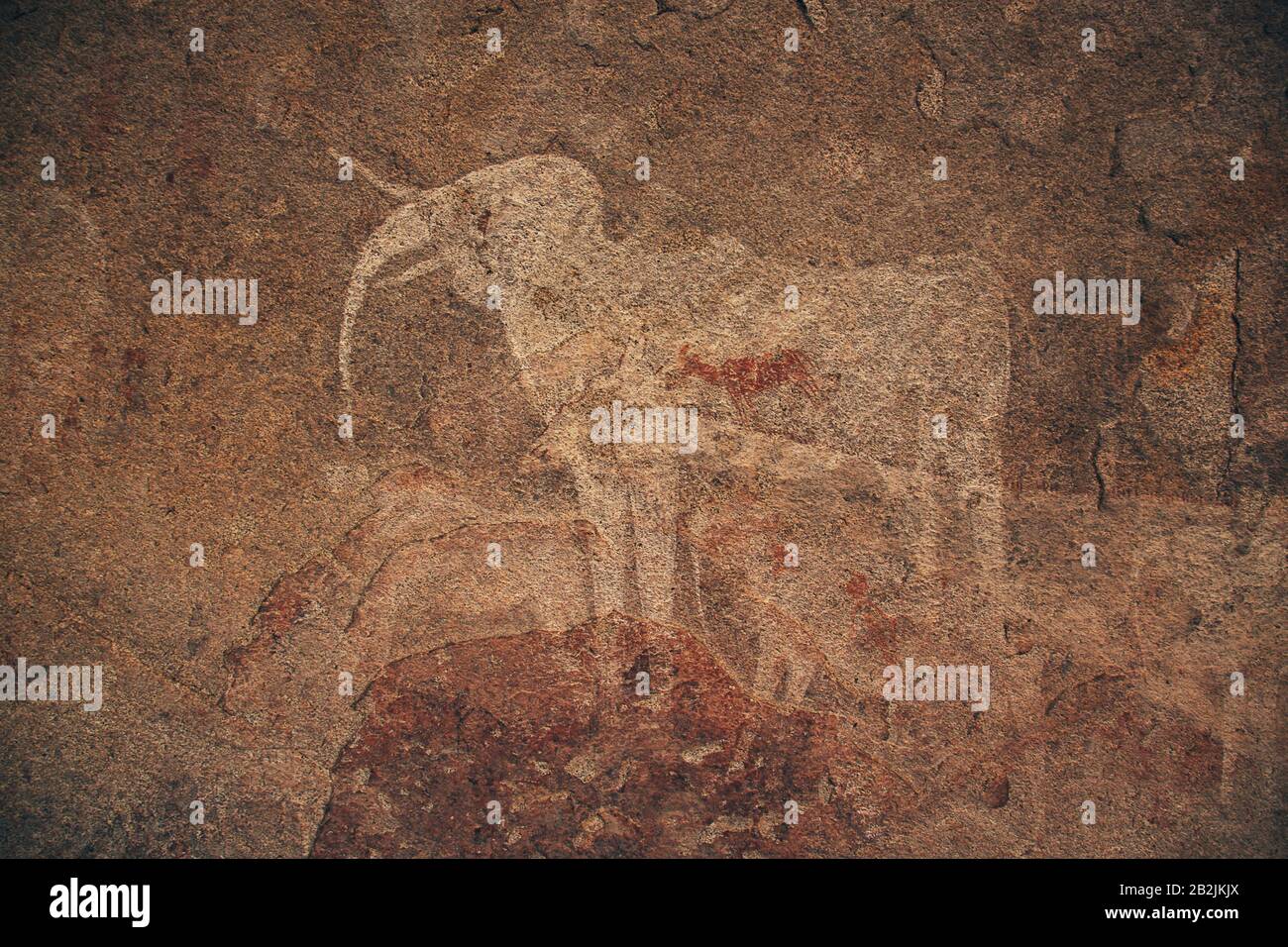 white Elephant paining Philips cave Namibia Stock Photo - Alamy