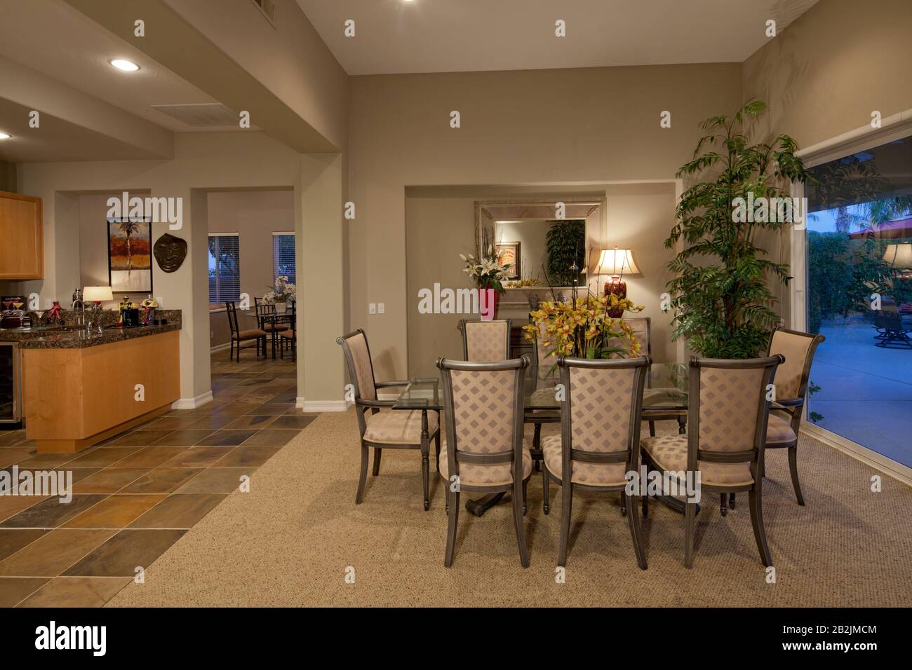 Dining table in room Stock Photo - Alamy