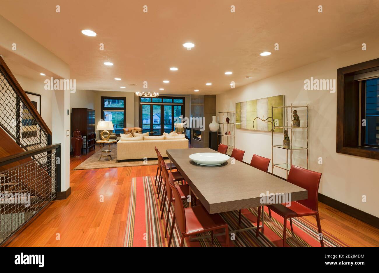 Modern dining table and chair in mansion Stock Photo - Alamy