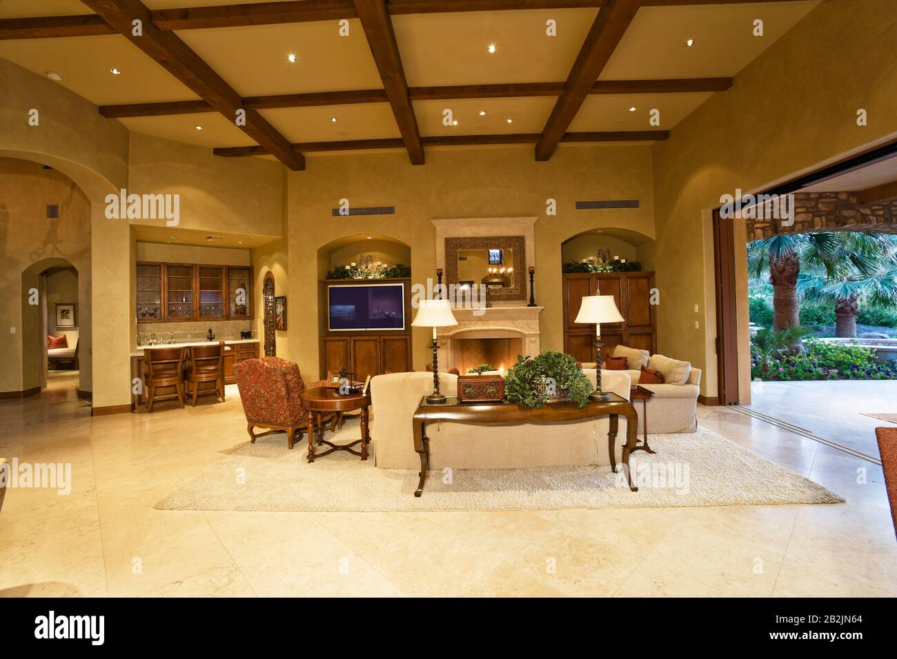 Interior of modern living room of luxury villa Stock Photo - Alamy