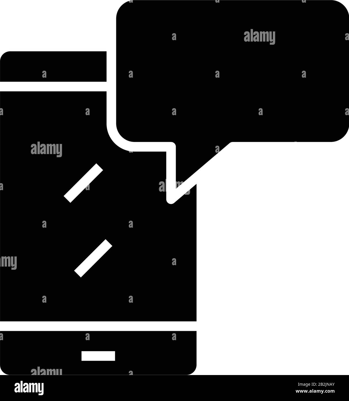 Mobile message black icon, concept illustration, vector flat symbol ...