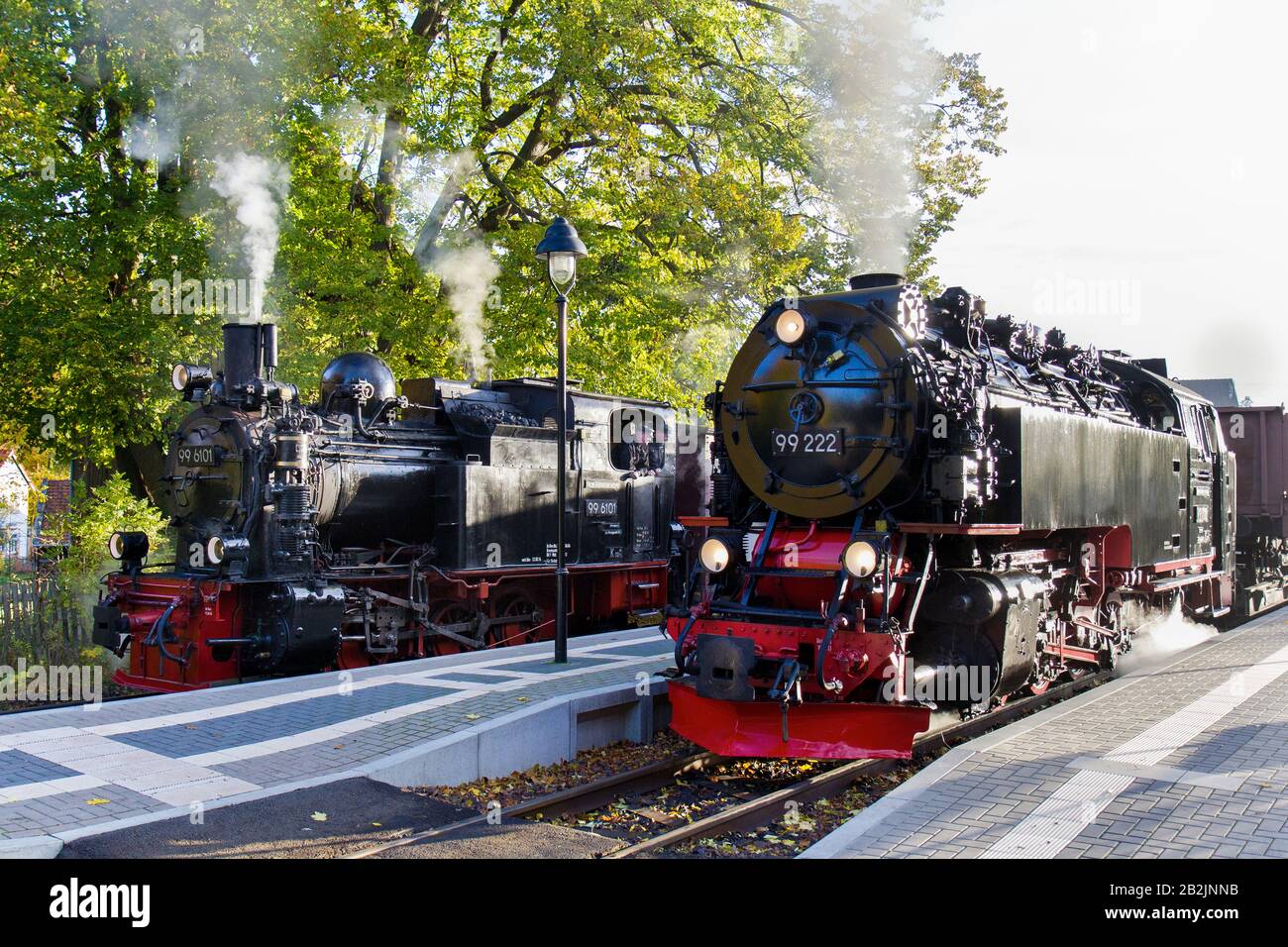 Two steam trains on the Harz mountain railway At Hasserode Stock Photo ...