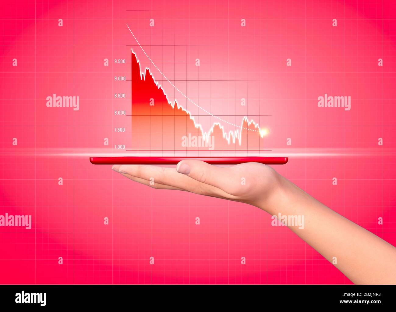 Woman showing hud hologram money hi-res stock photography and images ...