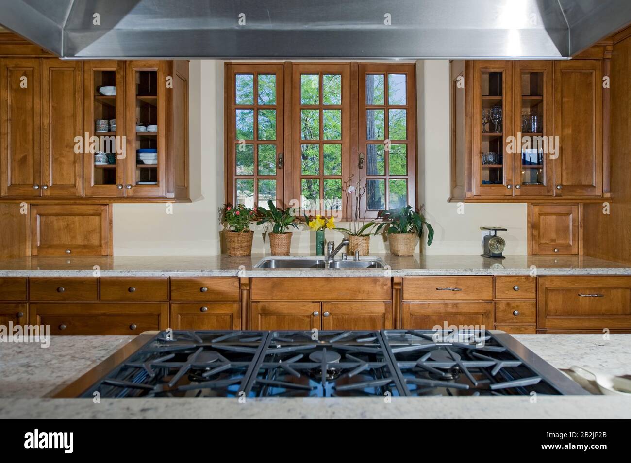 Contemporary kitchen stove in luxury mansion Stock Photo - Alamy