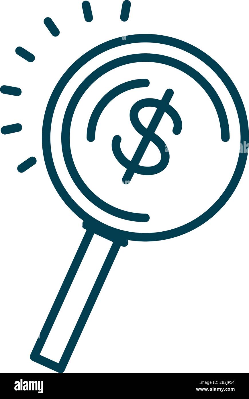 magnifying glass with money symbol icon over white background, line ...