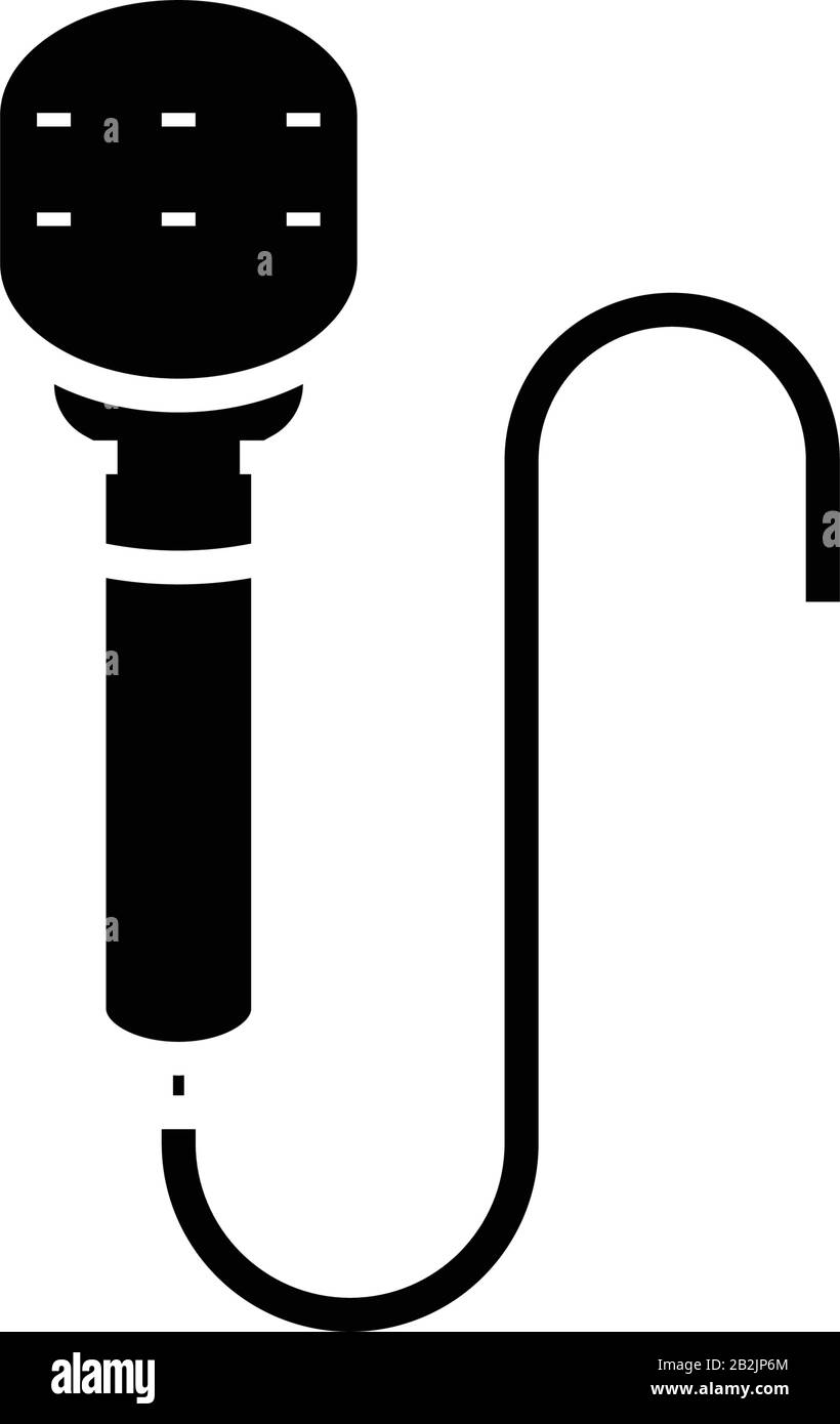 Microphone black icon, concept illustration, vector flat symbol, glyph ...