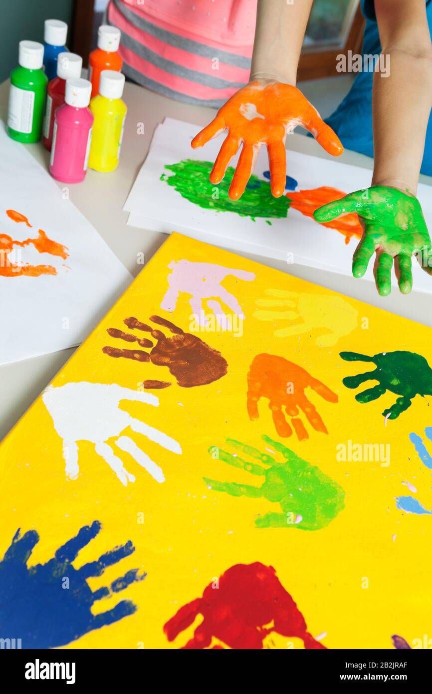 Female handprints hi-res stock photography and images - Alamy