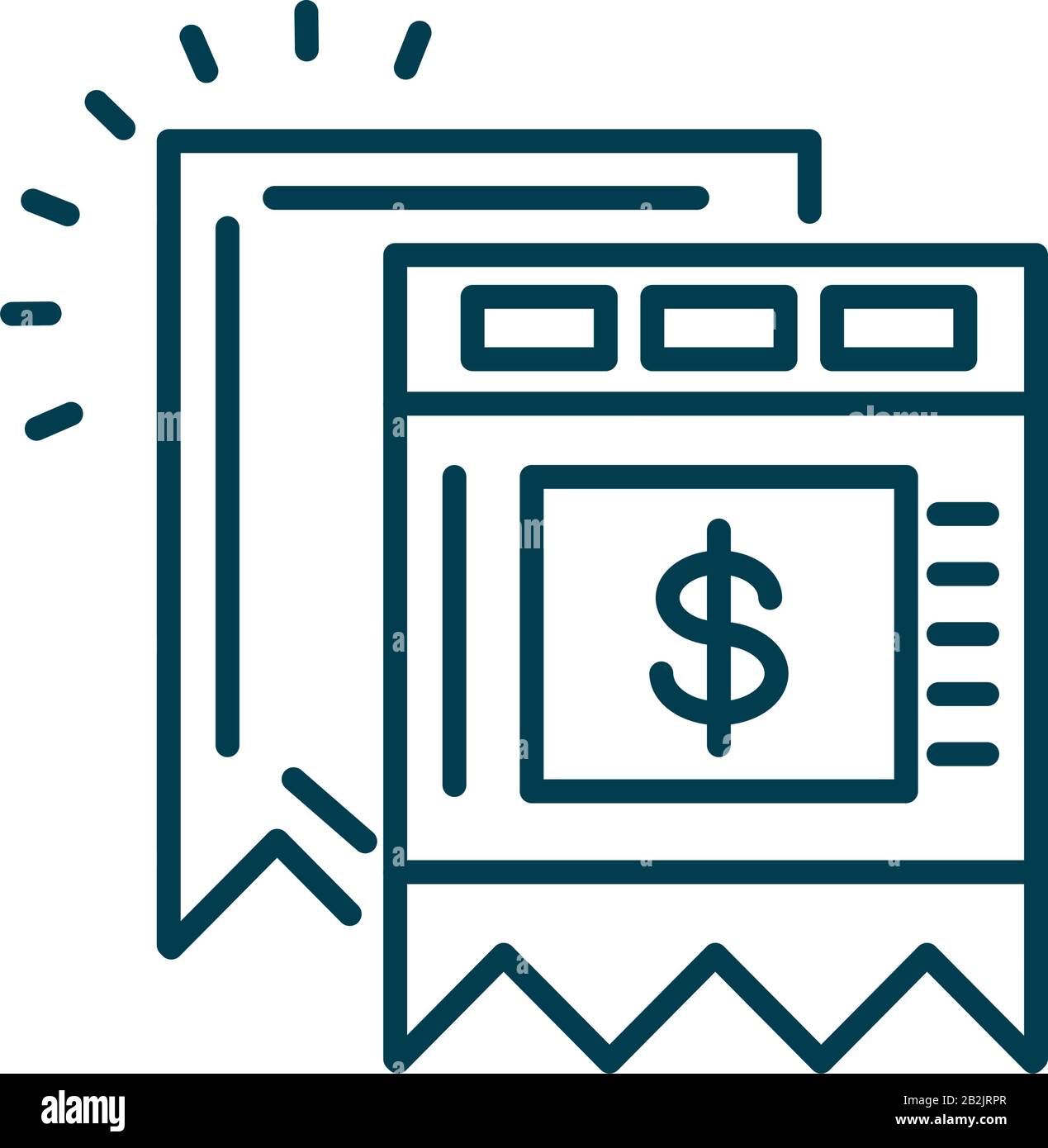 invoice ticket icon over white background, line style, vector ...