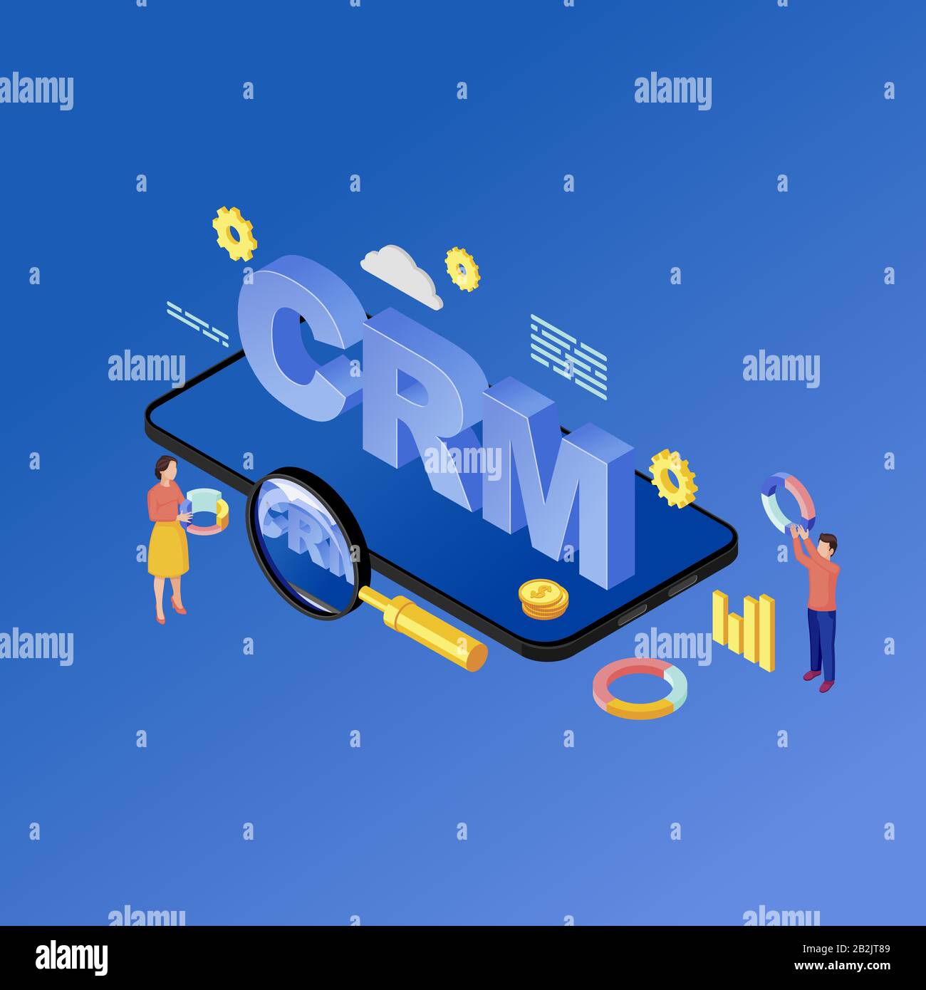 Smartphone Crm App Isometric Illustration Customer Relationship