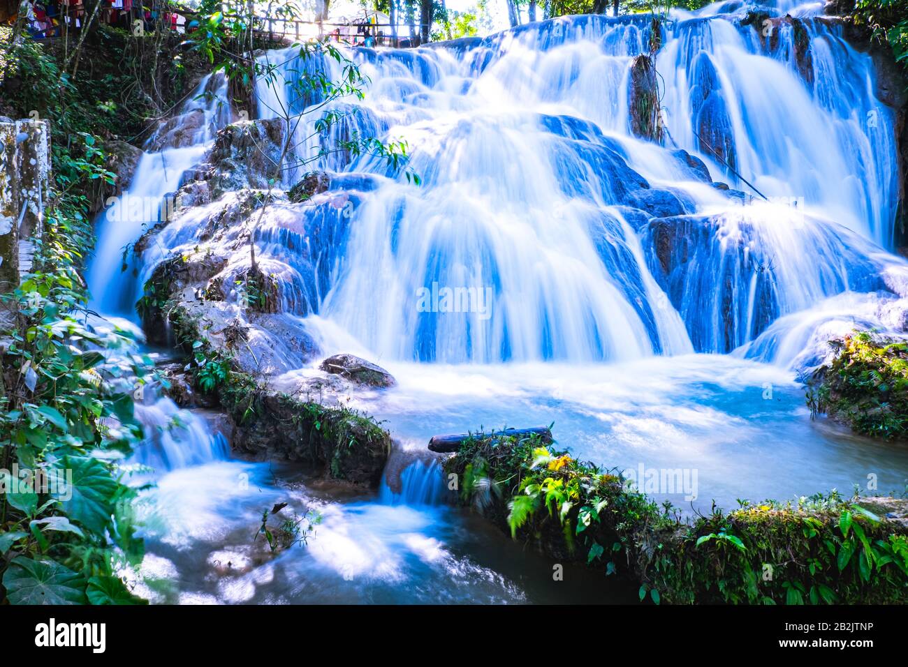 Agua Azul means "Blue Water" waterfalls in Chiapas, Mexico Stock Photo ...