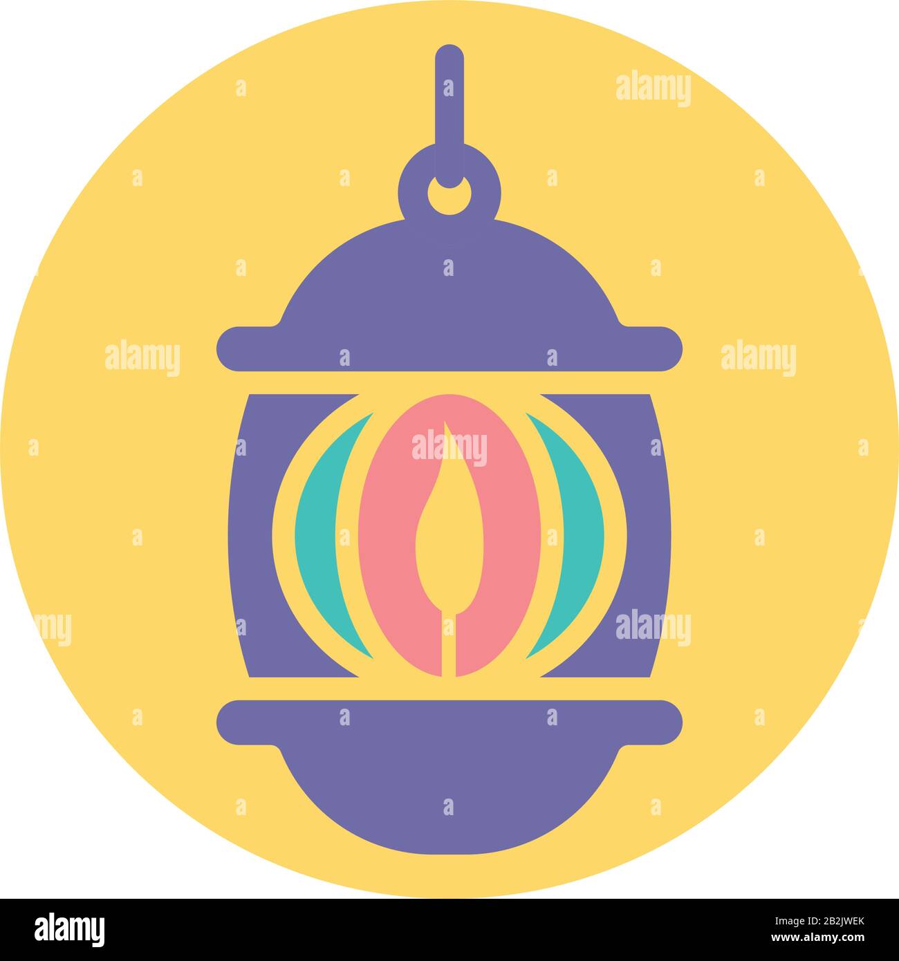 islamic lantern icon over white background, block style, vector ...