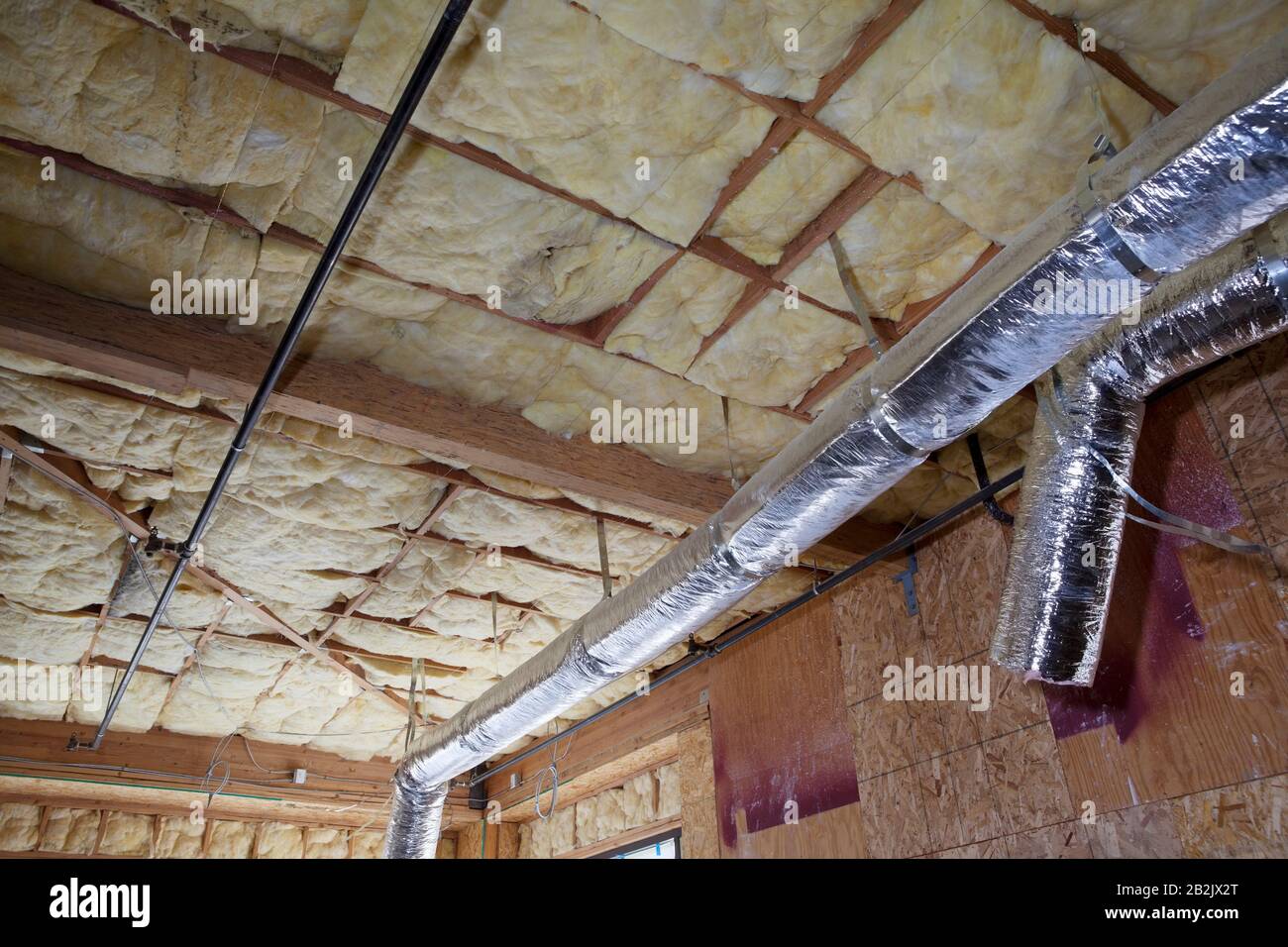 View of unfinished ceiling on construction site Stock Photo - Alamy