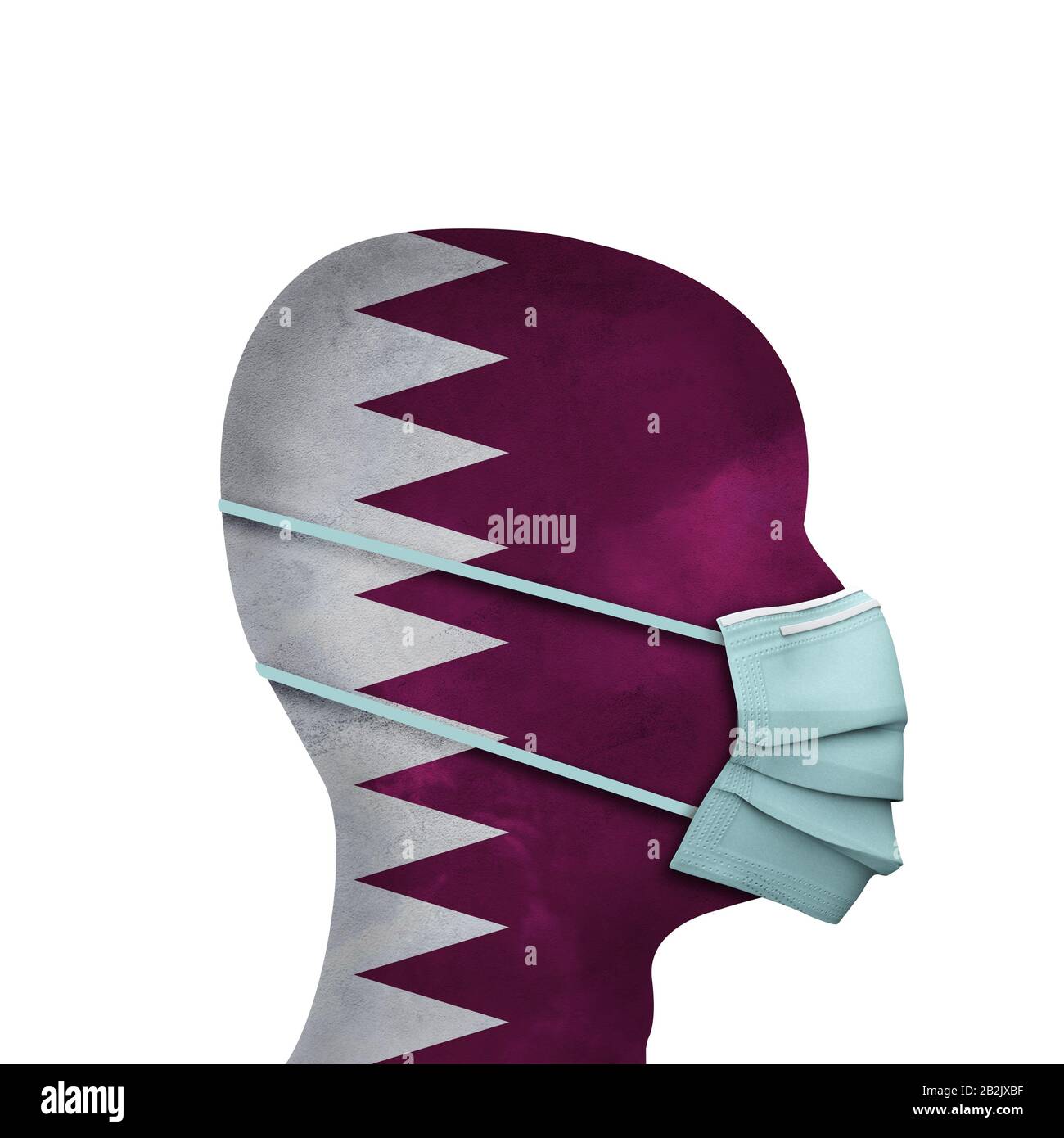 Qatar healthcare. Person with protective face mask. 3D Render Stock ...